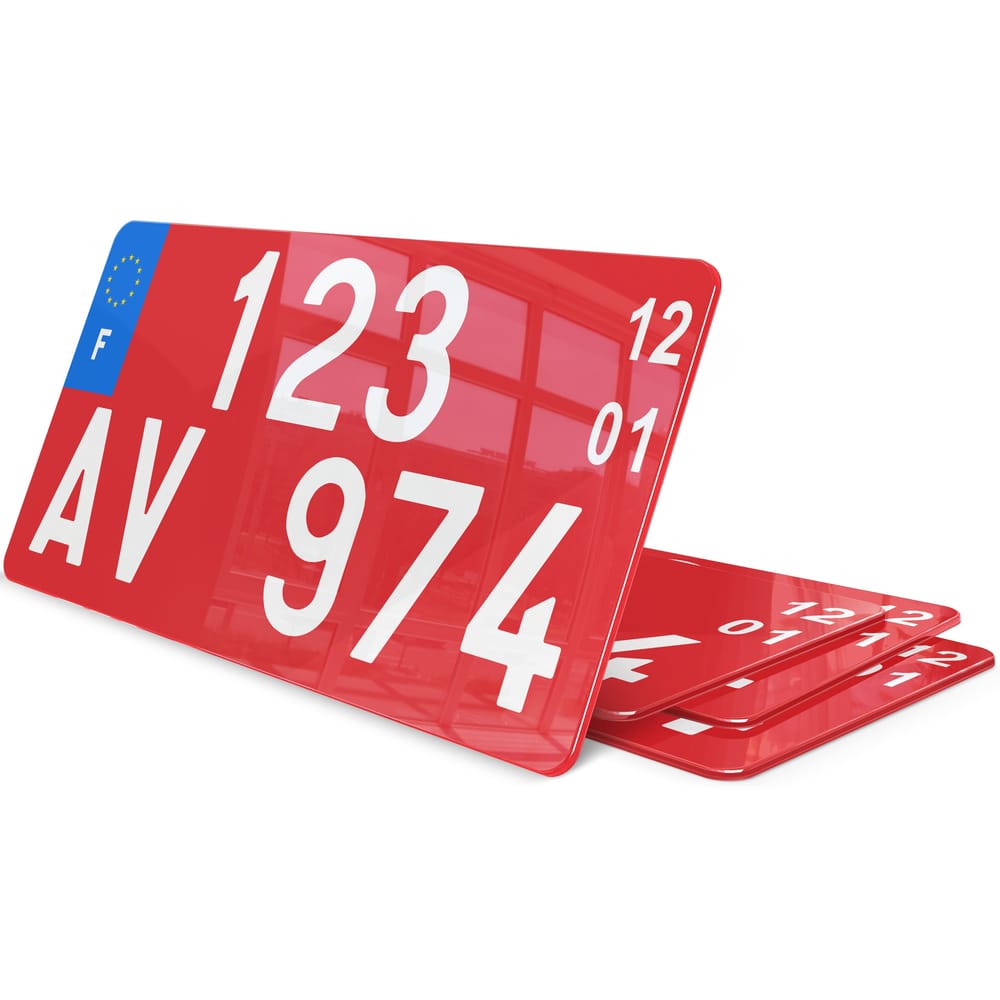 Plaque immatriculation transit temporaire rouge 30x15 | Plaque Immat