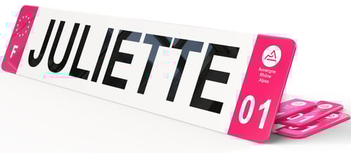 Plaque Prénom Bandes Roses | Plaque Immat