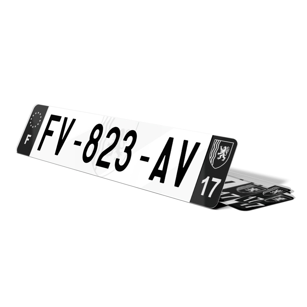Plaque immatriculation noire fond logo Charente-Maritime 17 | Plaque Immat